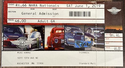 2019 NHRA Nationals Drag Racing Ticket, Joliet Illinois | eBay