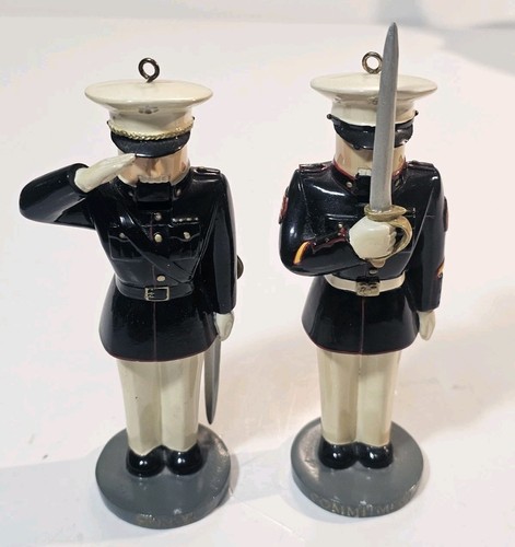 US Marine Corp Nutcracker Ornaments Bradford Exchange Set Of 2 Military ...