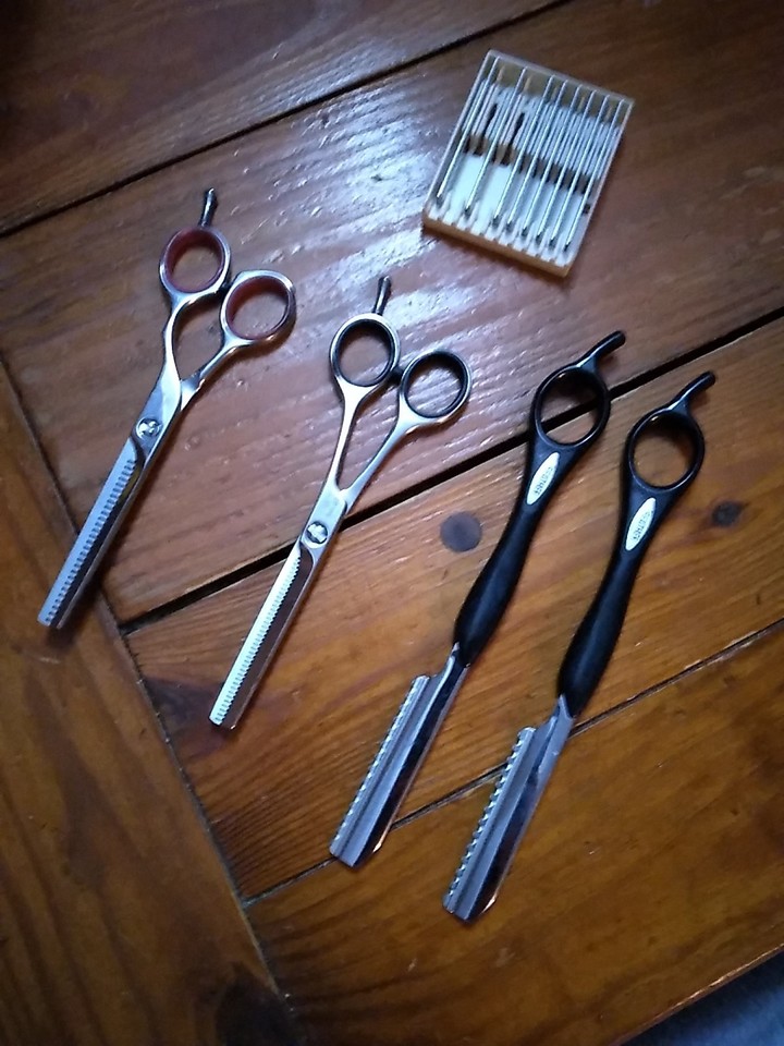 Hair Cutting Scissors & Feather Styling Blades Lot | eBay