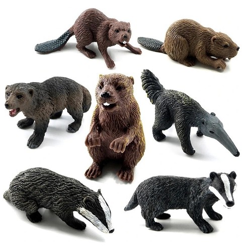 7pcs Badger Wolverine Beaver Animal Toy PVC Action Figure Kids Toys ...