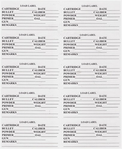 New Style Reloader's 2"x4"Data Label 20 /Pk 2 pg /10 per page White ...