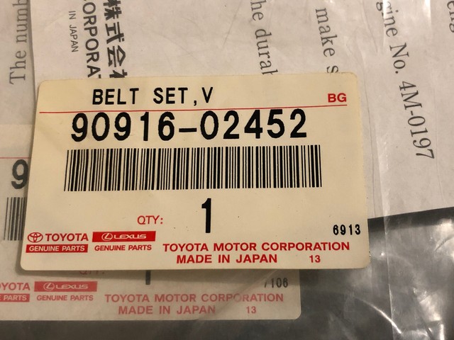 OEM Toyota 9091602452 Fan and Alternator V-belt 90916-02452 for sale ...