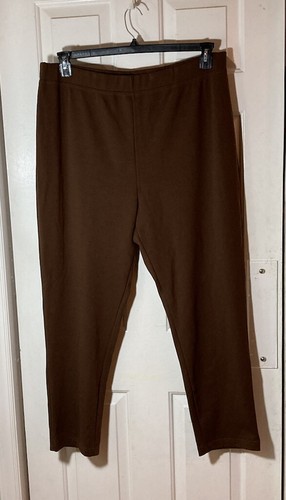 Size 24W Roman Long Pants Solid Brown Knit Poly/Rayon/Spdx Straight Leg ...
