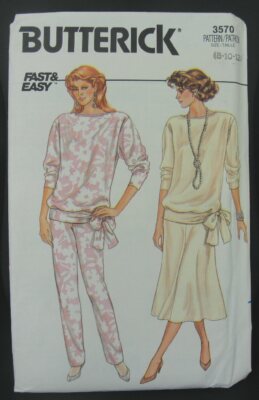 Butterick Sewing Pattern 1985 Top Skirt Pants 3570 Vintage Size 8-10-12 ...