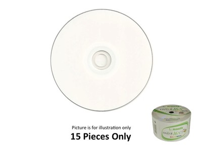 15 Pcs 16X Ridata Brand White Inkjet HUB Printable DVD-R Blank Disc ...