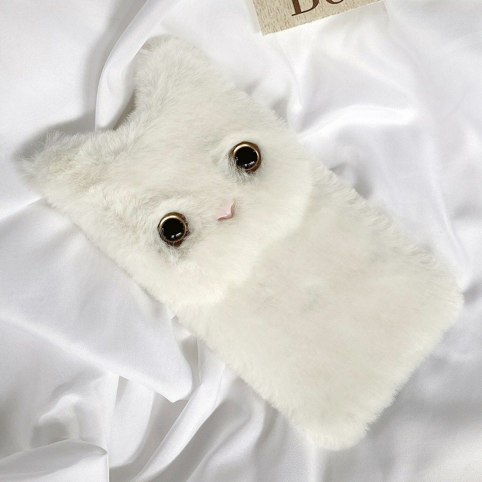 For Samsung Galaxy Phone Case | 3D Plush Fluffy Cute Cat Winter Nap ...