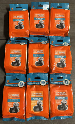 MultiPet All-Purpose Wipes, Cats and Dogs, Lot of 9,- 25 Towelettes in ...