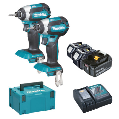 Makita Kit LXT 18V Kit 2 Impact Wrenches DTD153 3x5.0Ah DC18RC MAKPAC ...