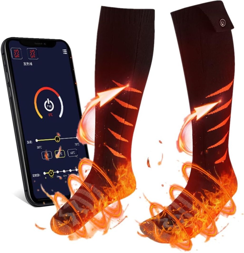 5000mAh Electric Heated Socks Rechargeable Battery Foot Winter Warm ...