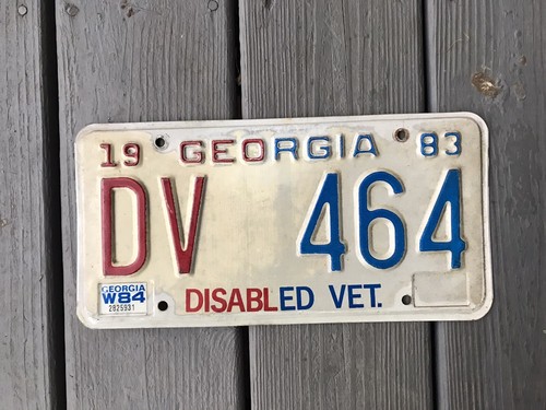 1983 Georgia License Plate Handicap Veteran DAV DV 464 Multi Colored | eBay