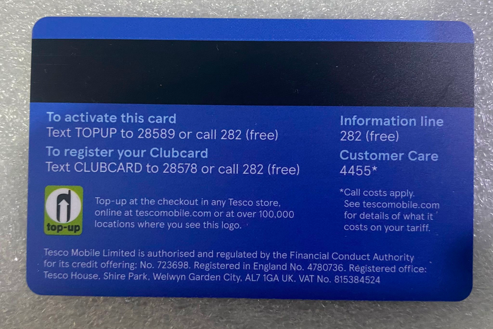 Tesco Mobile UK Network E TOP-UP CARD for Pay As You Go Sim CARD Online ...