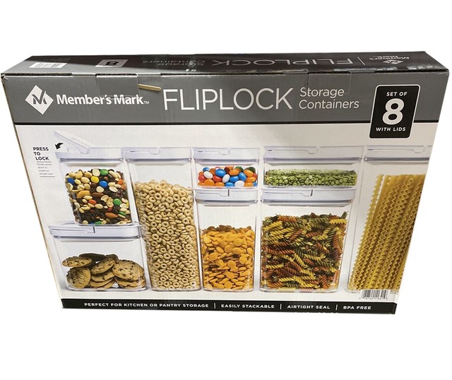Member's Mark Fliplock Storage Containers Set of 8 With Lid BPA ...
