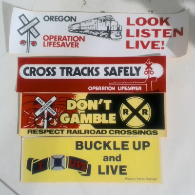 VINTAGE 4 Railroad Crossing Train Locomotive Bumper Stickers LOOK ...