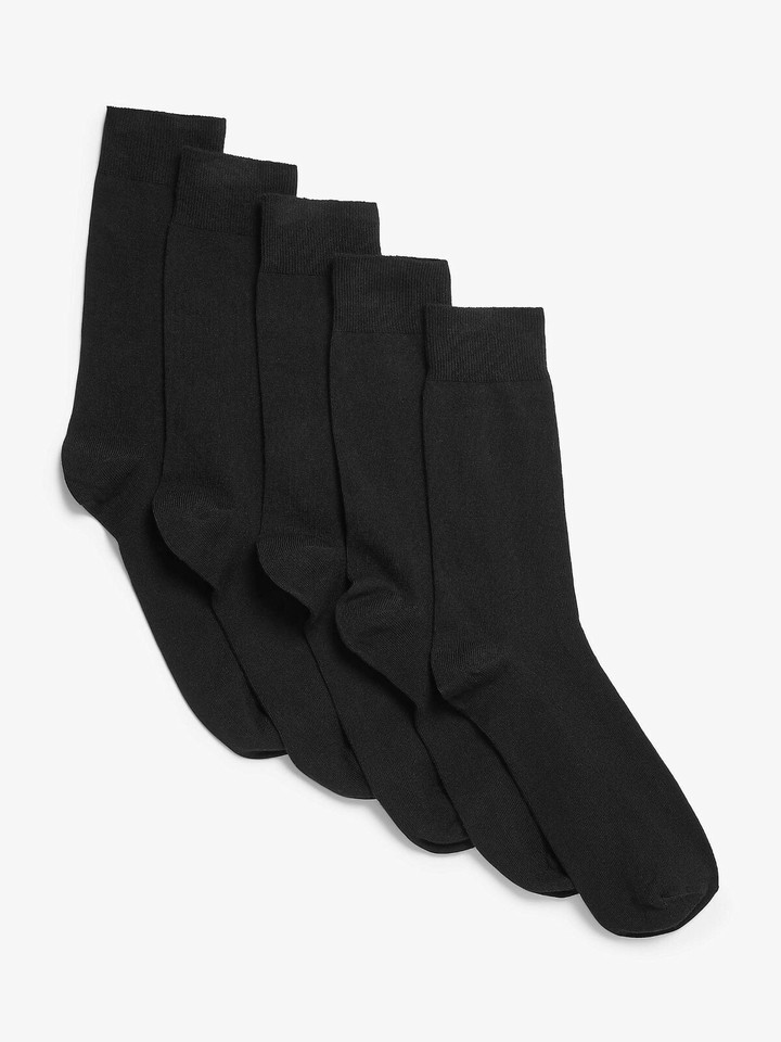 Mens JOHN LEWIS Socks Cotton Ankle 5 Pack Organic Black Navy Striped ...