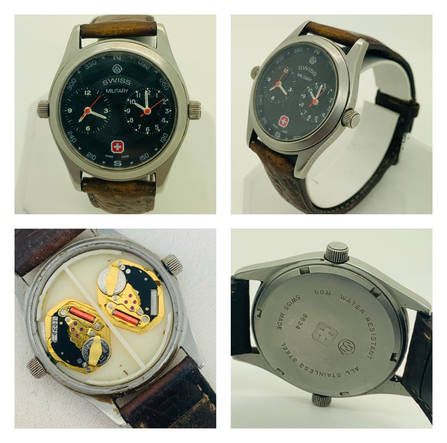 RARE Vintage Swiss Army Military Dual Timer Swiss Lea… - Gem