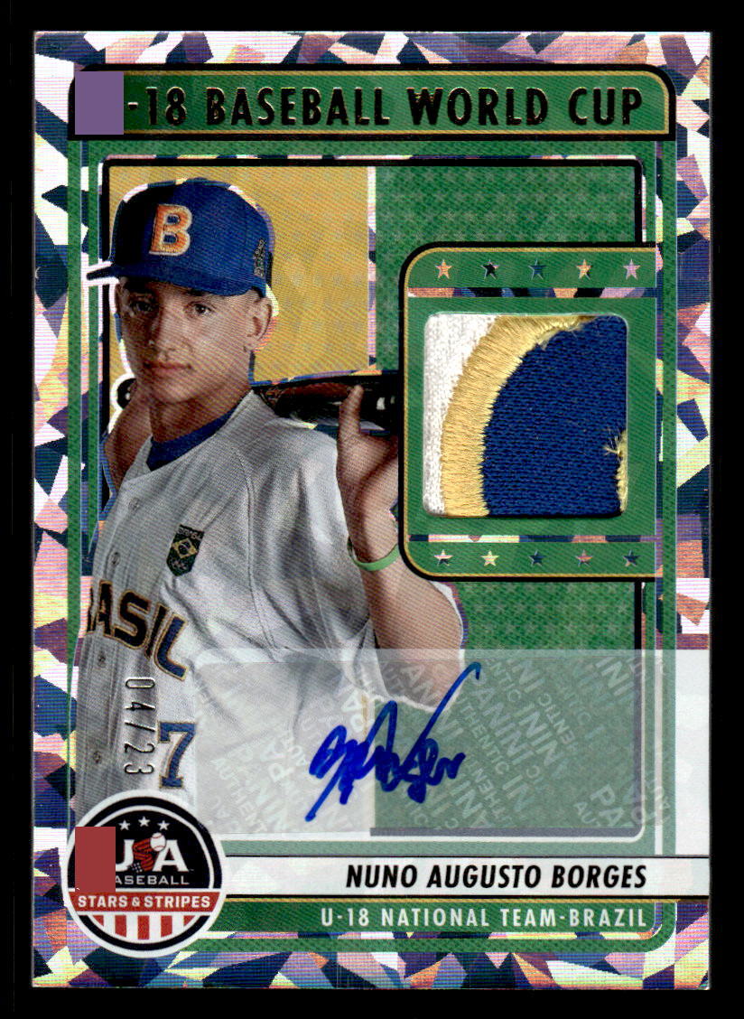 2023 Panini USA Baseball Brazil Auto Relic Cracked Ice Nuno Augusto ...