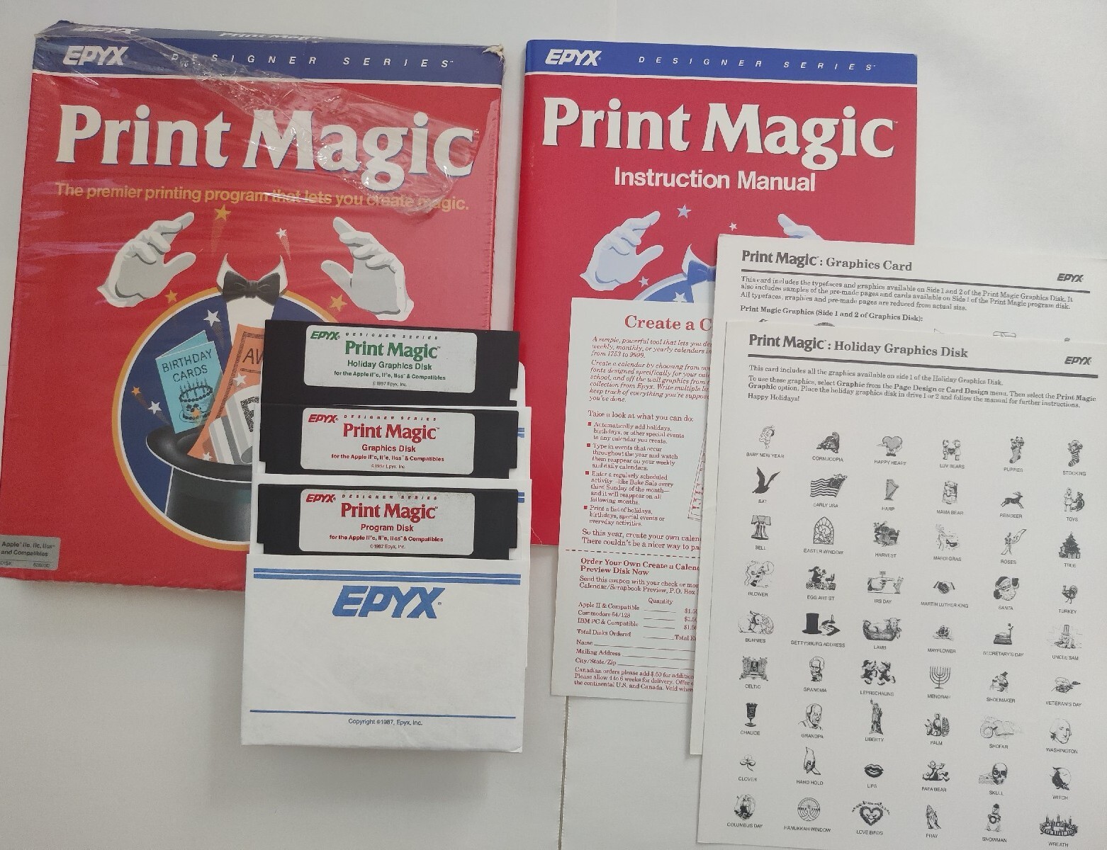 Apple II PRINT MAGIC 1987 by Epyx - BIG BOX Complete IIc IIe IIgs 5.25 ...