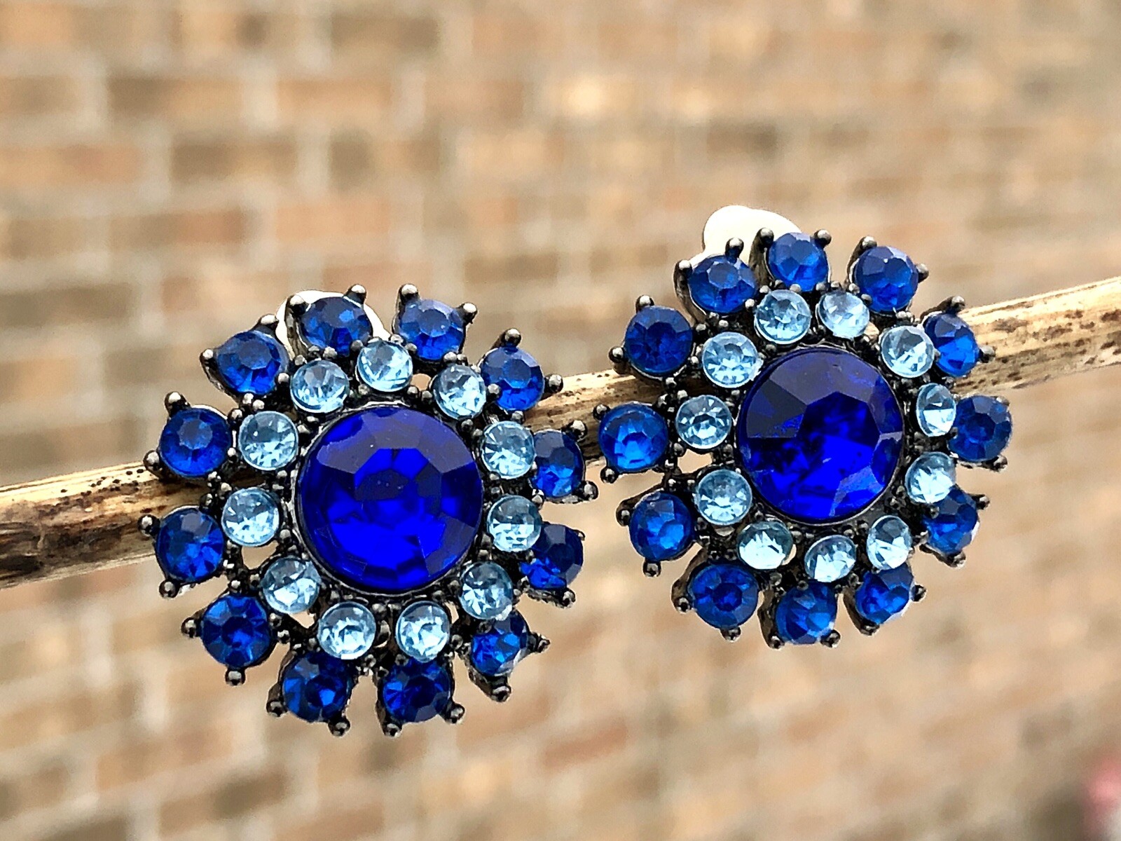 Vtg Juliana Style Cobalt Blue Glass Rhinestone Cluste… - Gem