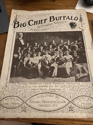 Big Chief Buffalo Sheet Music Indian Novelty 1907 Auburn Mandolin ...