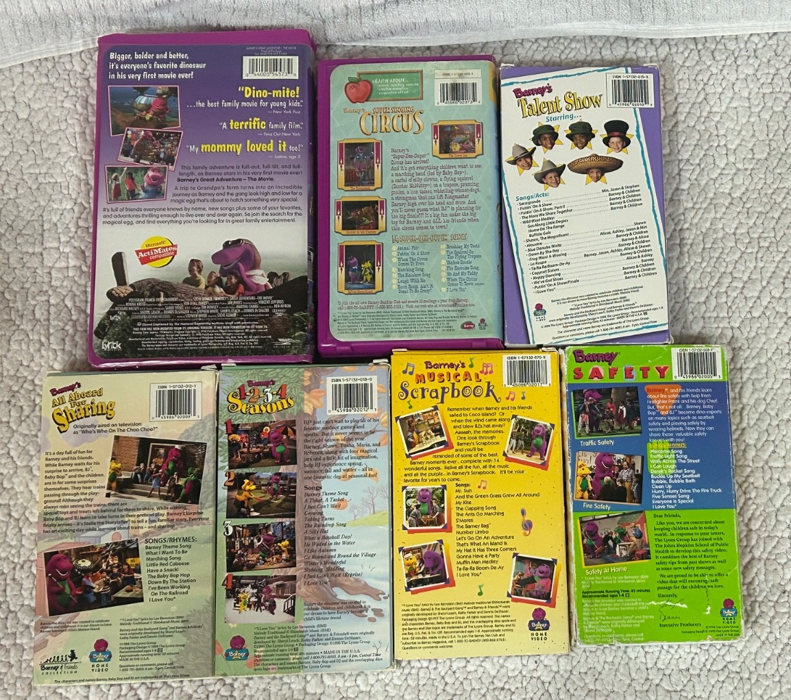 Barney VHS Tape Lot of 7 Vintage- Scrapbook- All Aboard- 1234 Seasons ...