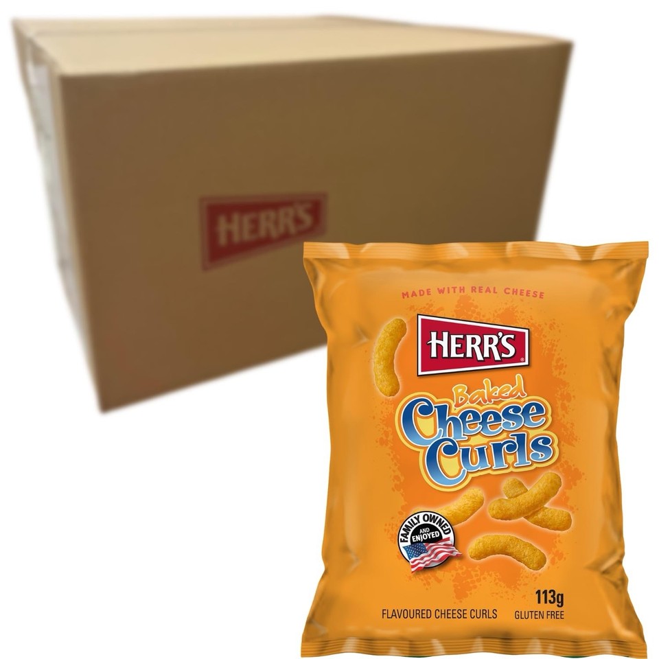 Herr’s Baked Cheese Curls Crisps 12 X 113g Bags Best Before 05/2025 ...