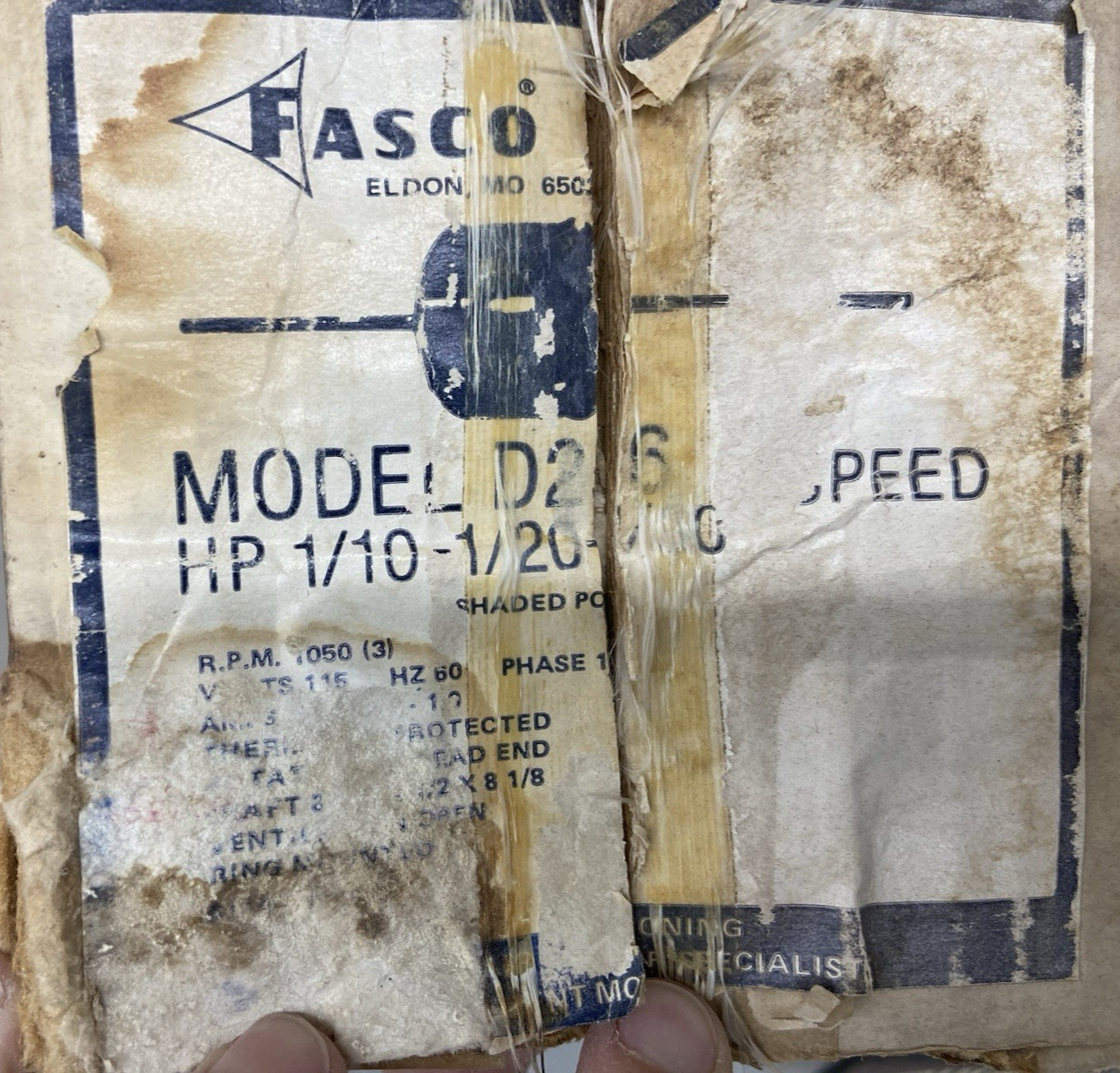 FASCO Model D256 Double Shaft Electric Blower Motor 1050 RPM 3 Speed | eBay