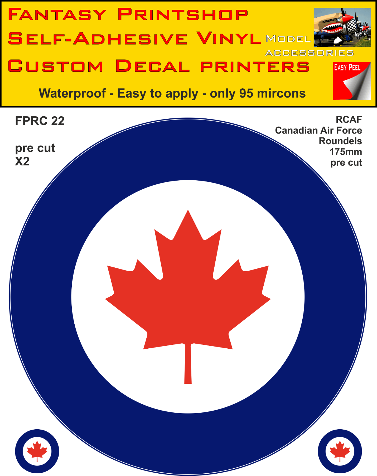 RCAF Canadian Air Force Roundels Twin Packs Vinyl Sticker Decals 75 ...