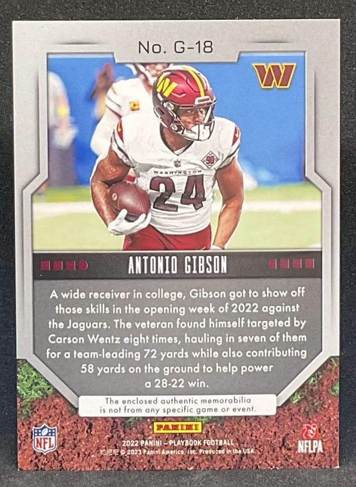 2022 Panini ANTONIO GIBSON Commanders Playbook Swatch | eBay