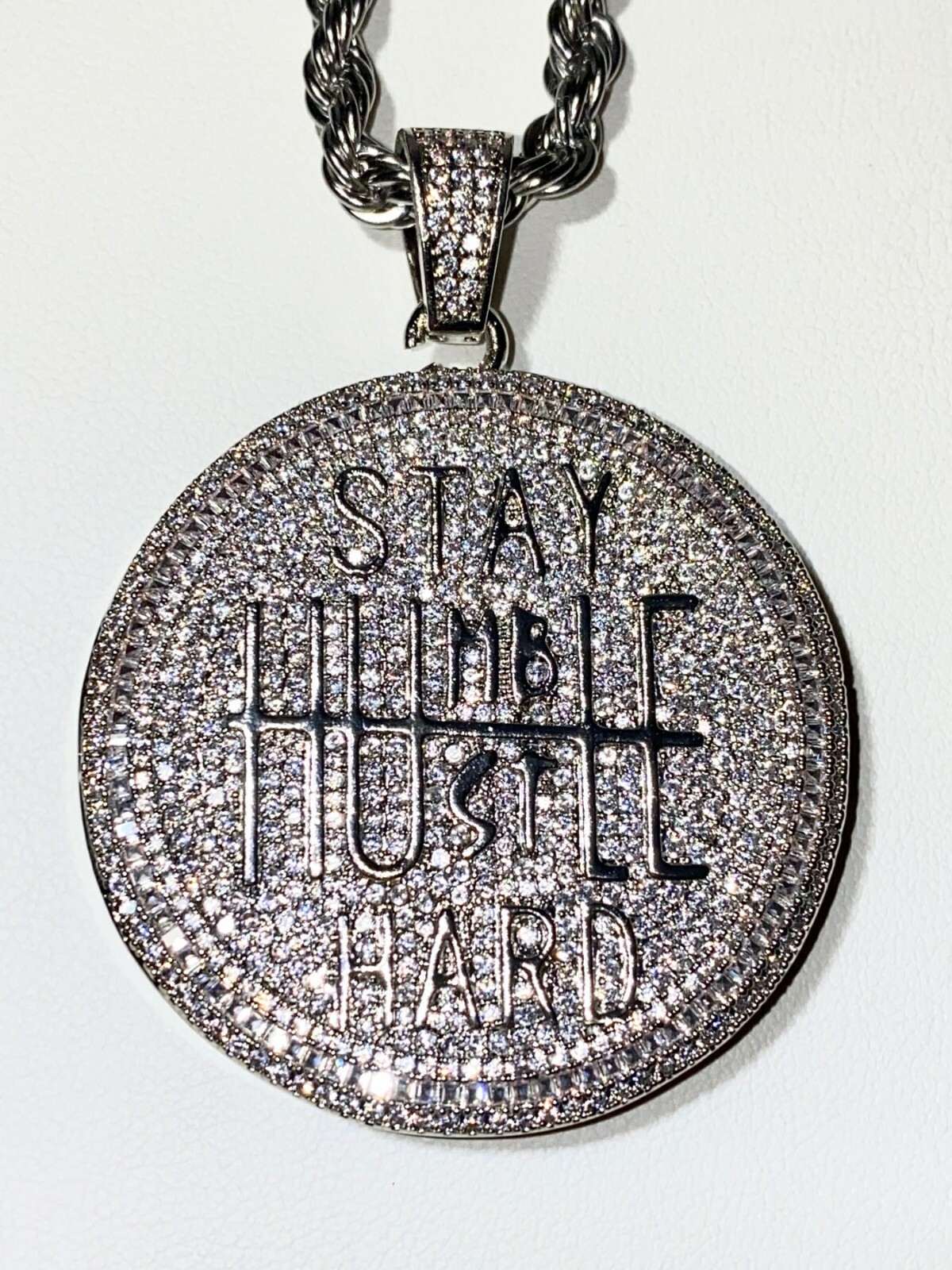 Stay Humble Hustle Hard Iced Ice Men's Women 14k Gold F Pendant Charm ...