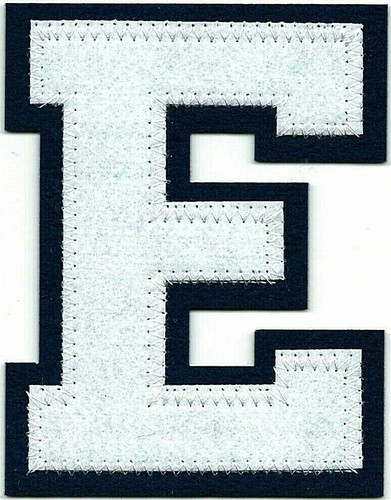 3 1/4" Tall White Navy Blue Block Letterman's Letter E Felt Patch | eBay