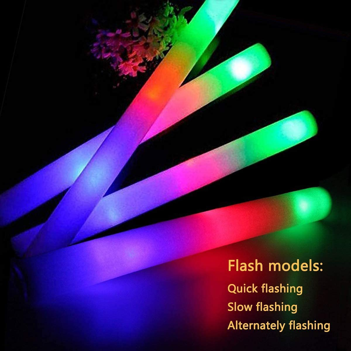 36 Pcs LED Foam Glow Sticks Colorful Flashing Glow Batons Party Wedding ...