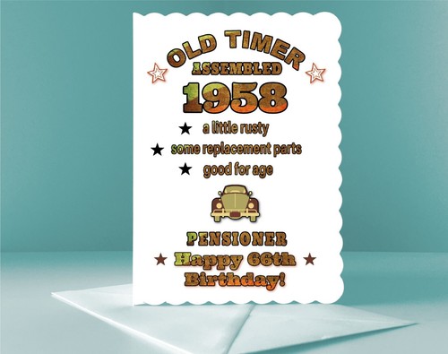 Personalised 66th State Pension Birthday Card Timer Assembled 1958 for ...