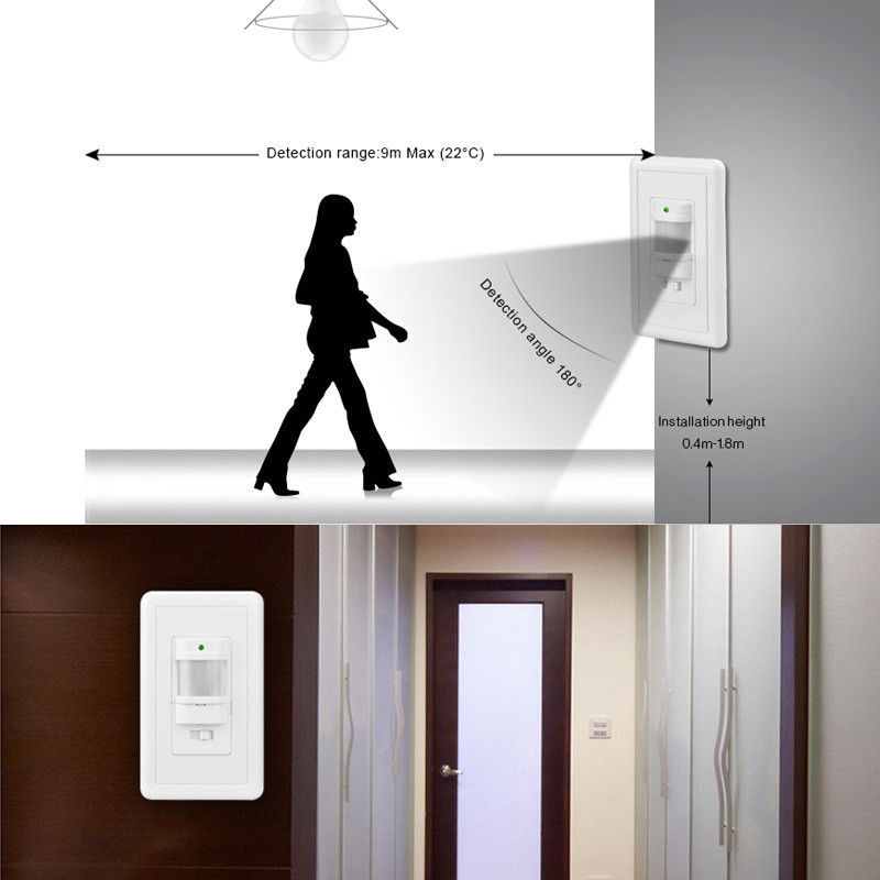 Auto On/Off Infrared PIR Occupancy Vacancy Motion Sensor Wall Light ...