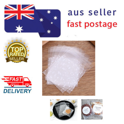 200Pcs PLASTIC CELLOPHANE CANDY BAGS Self Adhesive White Polka Dot ...