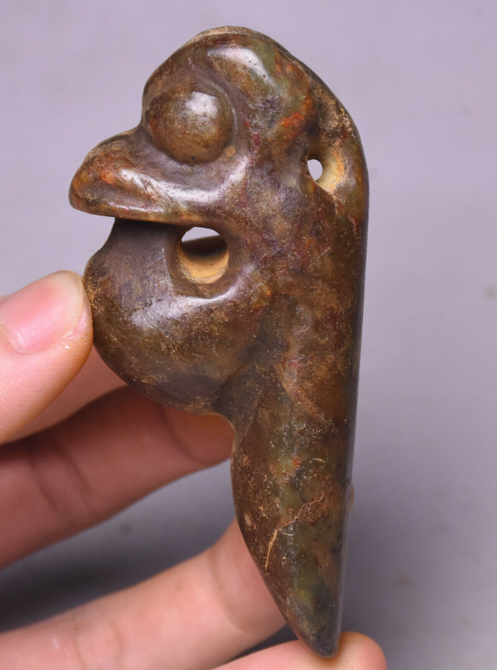 8CM Unique China Hongshan Culture Old Jade Carved Yu Pig Dragon Hook ...
