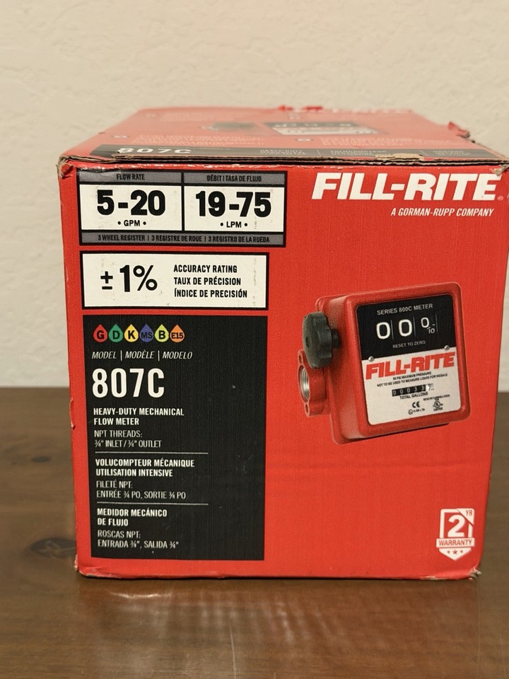 Fill-Rite 807C Flowmeter, Mechanical Fuel Transfer Meter, No Lug Nuts ...