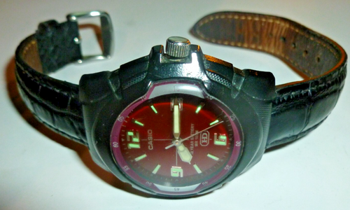 Casio HD Watch Men Black 2719 MW-600 Red Dial 100M Date Great Lume | eBay