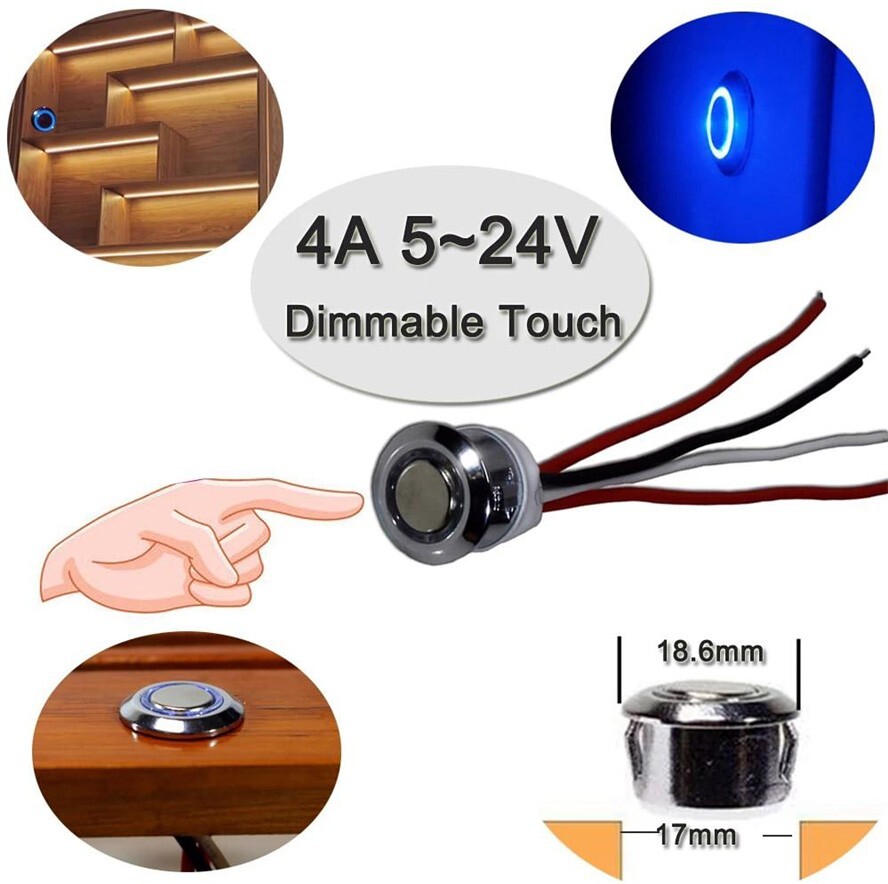 2Pcs 12VDC Touch Switch + Dimmer Controller For LED Strip Light DC 5V ...