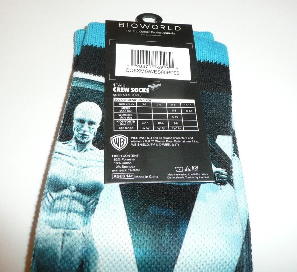 WestWorld HBO Sublimated Ink Panel Men's Crew Socks Live Without Limits ...