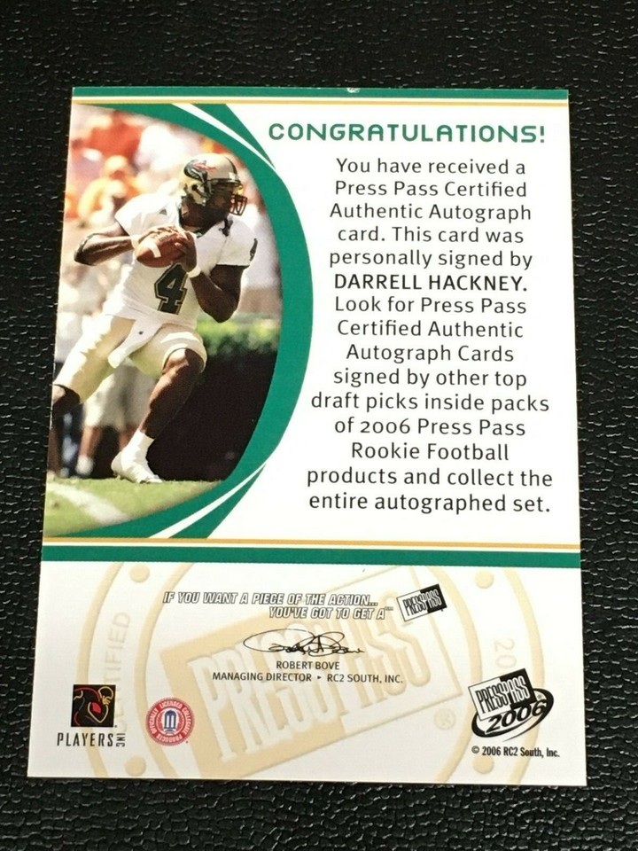 Darrell Hackney 2006 Press Pass Authentics Autograph Bronze | eBay