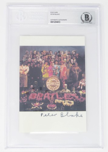 Peter Blake THE BEATLES Signed Autograph Auto 4x6 Postcard Slab BAS JSA ...