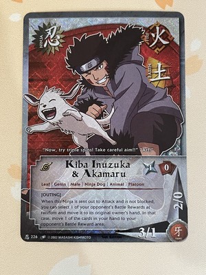 Naruto CCG, Kiba Inuzuka & Akamaru, 226, 1st Edition, LP, Diamond, Foil ...