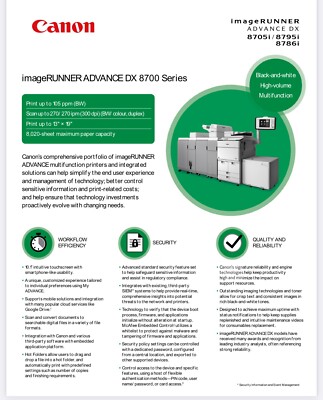 Canon ImageRUNNER DX 8795 Print Scan Staple finisher LOW METER / 2 ...