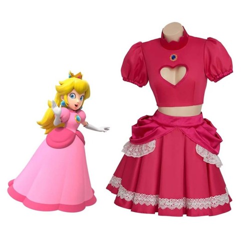 Super Mario Princess Peach Costume for Women Birthday Halloween Party ...