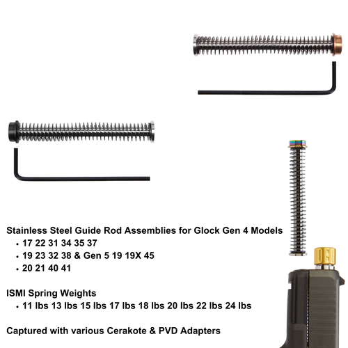 for Glock Gen 4 17 19 20 Stainless Steel Guide Rod Assembly ISMI Spring ...
