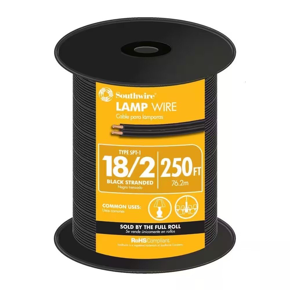 Southwire Lamp Wire Non-Grounded Heat Resistant Stranded CU 18 Gauge x ...