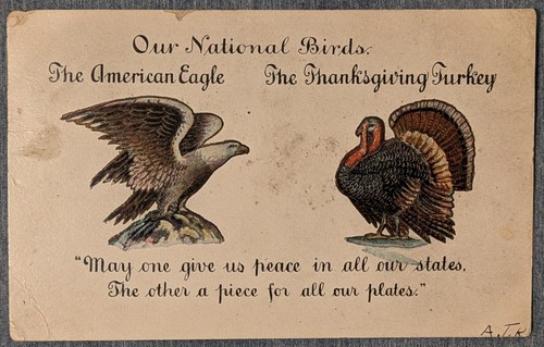 1905 Embossed Postcard Thanksgiving Turkey American Eagle Our National ...