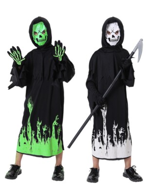 Horror Death Cape Kids Party Uniform Halloween Cosplay Costume | eBay ...