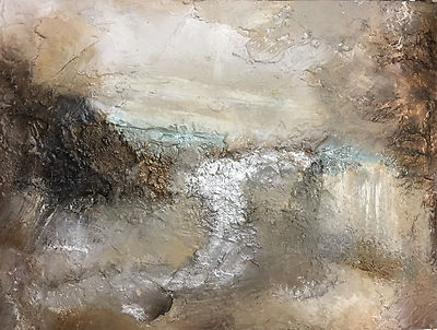 ORIGINAL LANDSCAPE PAINTING SILVER ART HEAVY TEXTURED NEUTRAL ART MINT ...