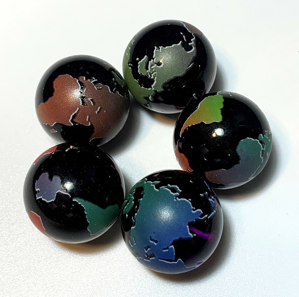 22mm Rainbow Earth Marbles w Multi Colored Land Pack of 5 Choice of ...